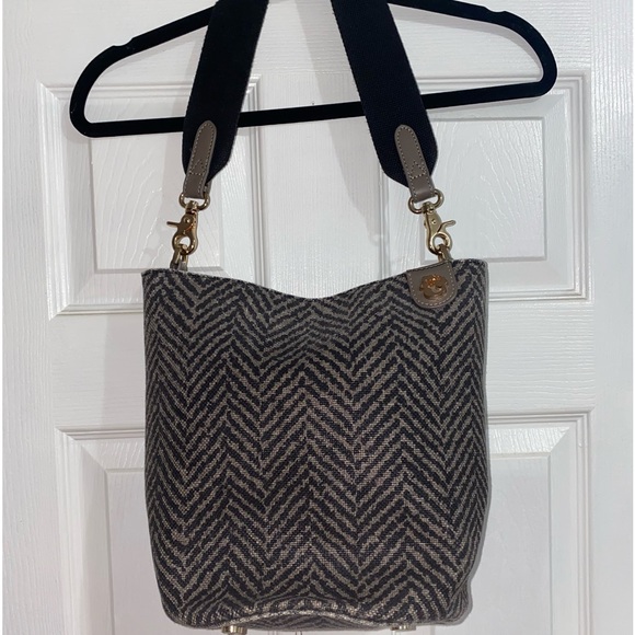 Spartina 449 | Bags | Spartina 449 Herringbone Linen Leather Bucket Bag | Poshmark